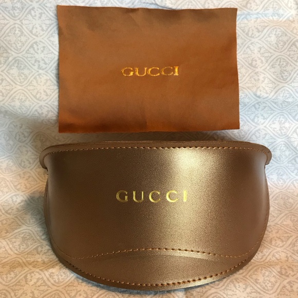 Gucci | Accessories | Gucci Sunglasses Case Bronze Large Leather Soft ...